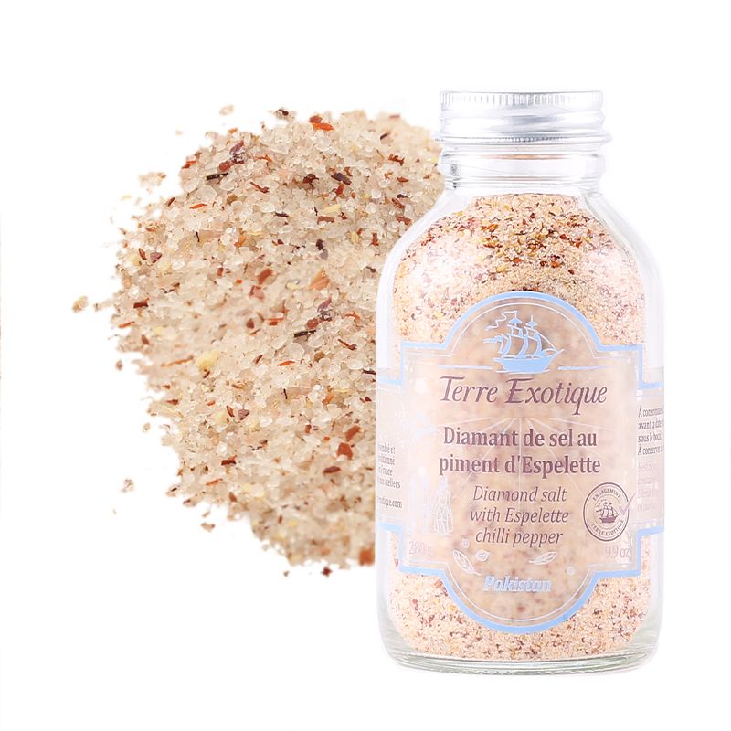 Terre Exotique Pink Salt with Grilled Spices in Jar, 9.5 oz – Aji